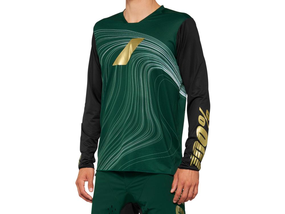 100% R-Core X LE Long Sleeve Jersey L forest green - leichtes DH/Endur ...